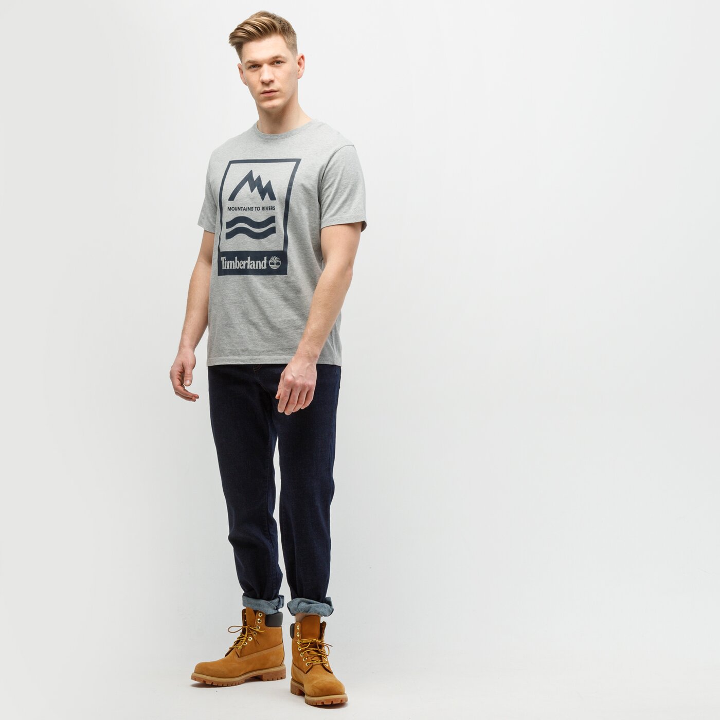 TIMBERLAND T-SHIRT MTR PRINT CREW TEE REG TB0A2FNH0521 | kolor szary ...
