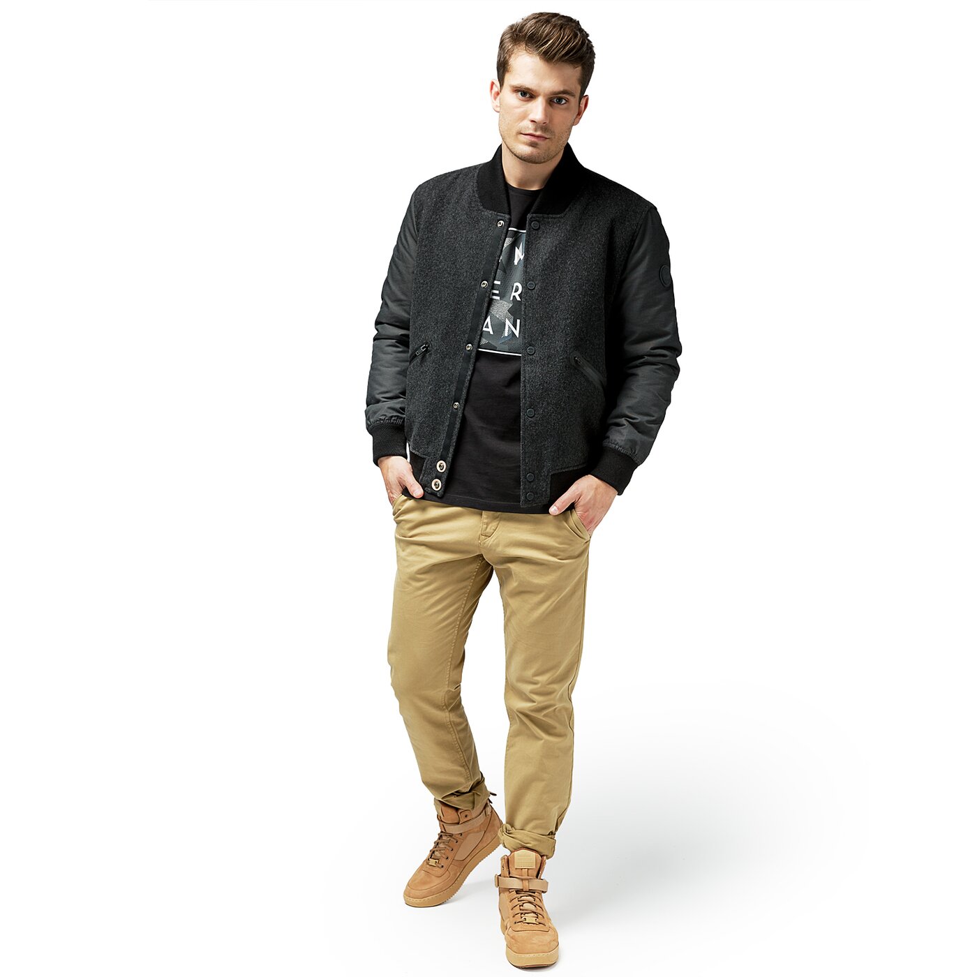 TIMBERLAND KURTKA NXT WOOL BASEBALL JACKET a1n1hm45 | kolor CZARNY ...
