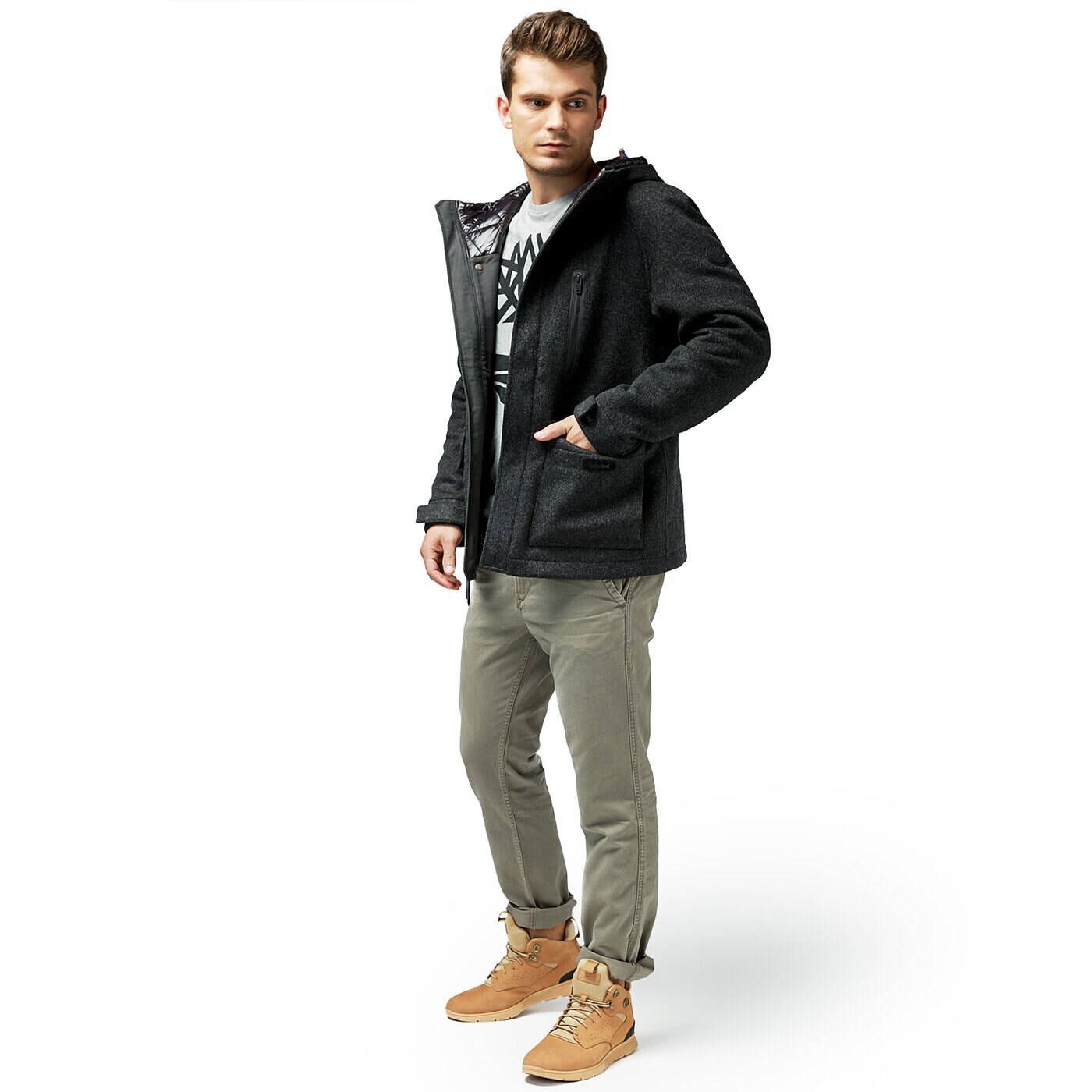 TIMBERLAND KURTKA NXT WOOL WHARF BOMBER JACKET a1n1gm45 | kolor szary ...